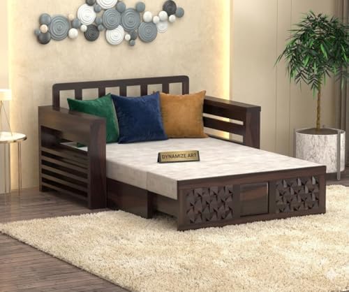 DYNAMIZE ART Sheesham Wood 2 Seater Sofa Cum Bed with Storage for Home ...