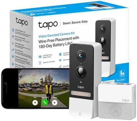 Tapo D230S1 2K 5MP Battery Video Doorbell Wireless, Security Camera ...