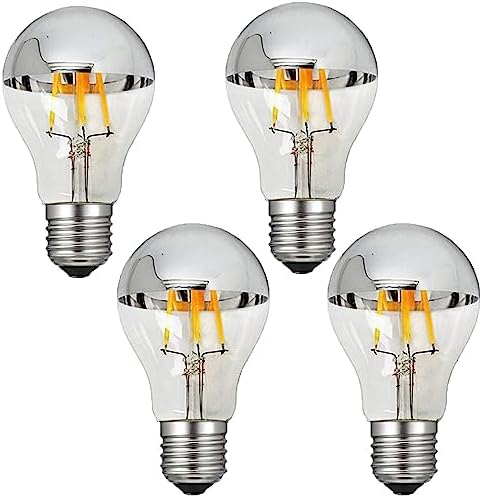 CTKcom 4-Pack A19 Half Chrome Light Bulb 4W Dimmable, E26 Base Natural ...