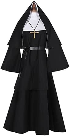 Amazon.com: Mayerilby The Nun Costume Halloween Horror Nun Costume Full ...