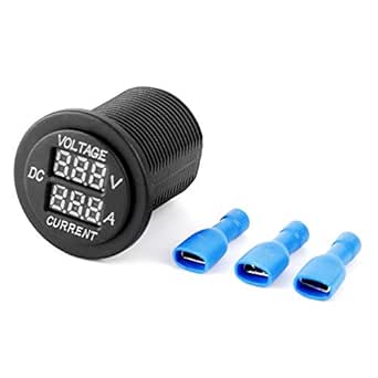Digital LED Voltmeter Ammeter Round Gauge, Dual Display Current Meter ...