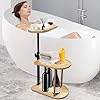 Amazon.com: 3 Layer Bath Tub Tray Table Liftable Freestanding Bamboo ...