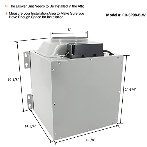 Awoco 14-1/2″D Super Quiet Split Insert Stainless Steel Range Hood, 4 ...