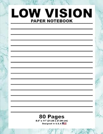 Low Vision Paper Notebook: Marble Teal - Bold Lined Writing Journal ...