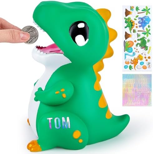 Amazon.com : Dinosaur Piggy Bank, Briuhap Plastic Shatterproof Money ...