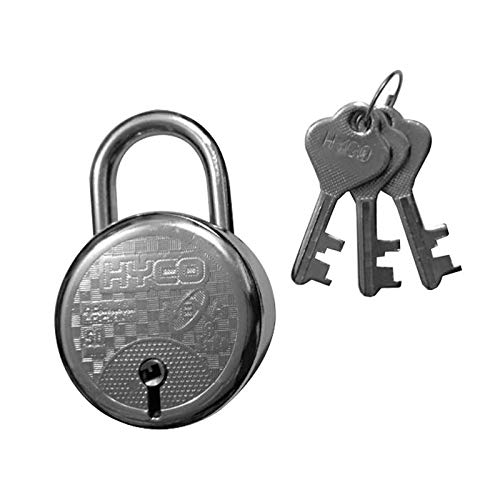 Hyco 50mm Mild Steel Double Locking Door Lock with 3 Keys (Silver, 35 ...