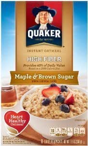 Amazon.com: Quaker High Fiber Instant Oatmeal - Maple & Brown Sugar (2 ...
