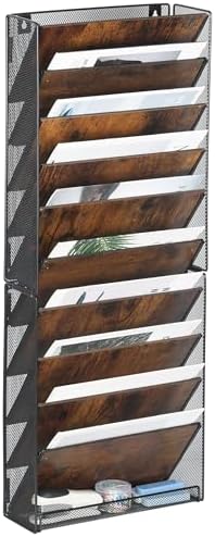Amazon.com : superbpag Hanging File Organizer 12 Pockets, Wood Metal ...