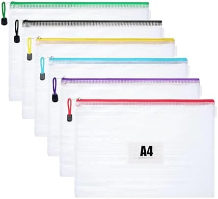 A4 Plastic Zip Wallets - 6PCS A4 Zip Lock Bags Plastic Document Folders ...