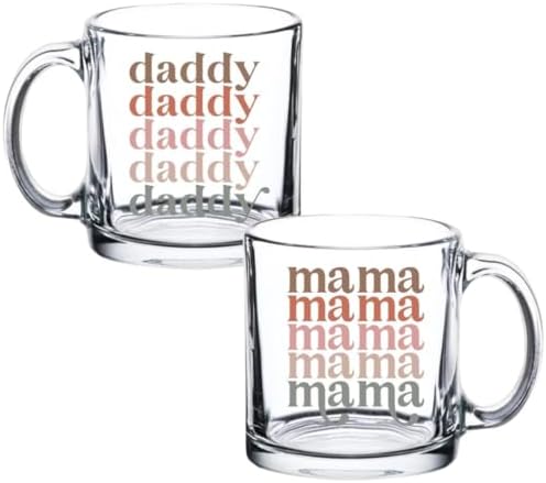 Amazon.com: Tipit Drinkware Pregnancy Gift - Mama Daddy Glass Coffee ...