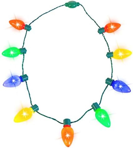 Amazon.com: 12 Piece Festive Christmas LED Light Up Bulb Necklaces ...