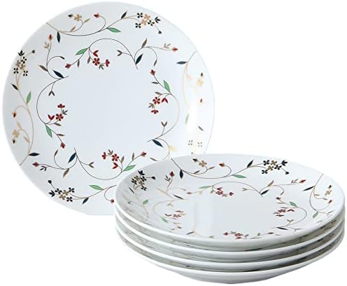 Amazon.co.jp: エールネット(Ale-net) 中皿 プレート ケーキ皿 5枚セット 白磁メタ ケーキ皿セット 花唐草 径18.2 ...