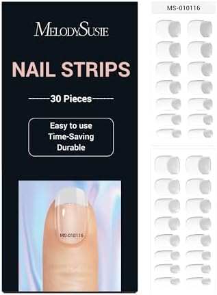 Amazon.com: MelodySusie 30PCS Semi Cured Gel Nail Strips (White French ...