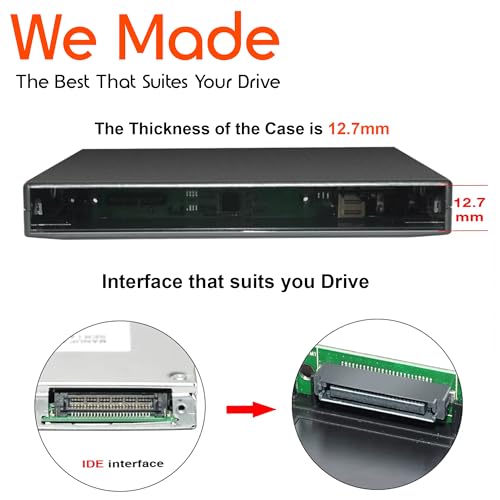 ATEK External CD DVD Drive Case Encloser, Slim USB to SATA CD Combo Rom ...