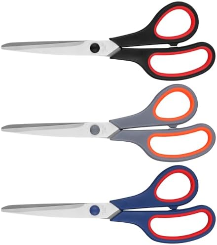 Scissors 3-Pack, 8'' Multipurpose Scissor with Thick and Sharp Blades ...