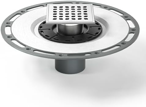 4-Inch Square Shower Drain with Bonding Flange - Durable Stainless ...