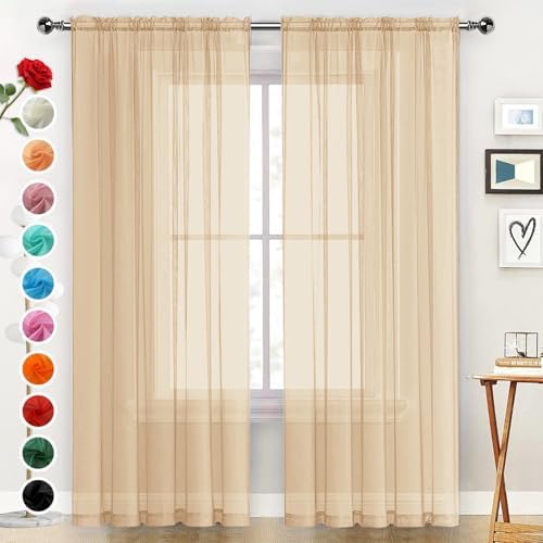 Amazon.com: SpaceDresser Basic Rod Pocket Sheer Voile Window Curtain ...