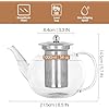 Amazon.com | Long-Mouth Glass Teapot 34oz/1000ml with Removable Loose ...