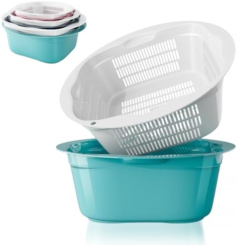 Amazon.com: 3-Pack Colanders and Strainers with Mixing Bowls, 2-1 Over ...