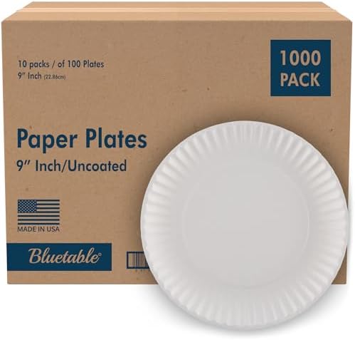 Amazon.com: Munfix 500 Pack Uncoated Paper Plates 9 Inch, Everyday ...