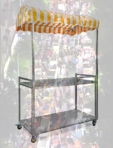 Compact Folding Food Cart | 2-Tier Display Stand with Locking Wheels ...