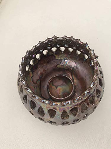 Amazon.com: Tealight candle luminary carved Raku pottery : Home & Kitchen