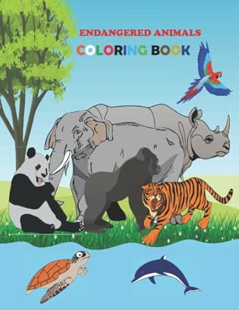 ENDANGERED ANIMALS Coloring Book: Activity Book: boubker, mostapha ...