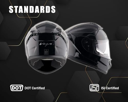 Vega Zap D /V ISI and DOT Certified Gloss Finish Full Face Helmet for ...