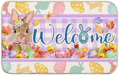 Amazon.com: Easter Door Mat, Easter Bunny Outdoor Mat for Front Door ...