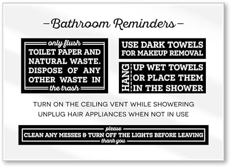 Amazon.com: Andaz Press 4 Pack 4x5 Bathroom and Kitchen Rules Sign ...