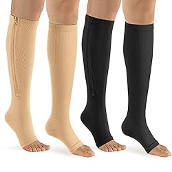Amazon.com: bropite Zipper Compression Socks Women & Men - 2Pairs Calf ...