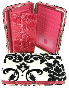 Amazon.com: Velvet Coated Damask Flat Wallet Clutch Opera Purse Black ...