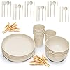 Amazon.com | Wheat Straw Dinnerware Sets -DAPIPIK 42 Piece Unbreakable ...
