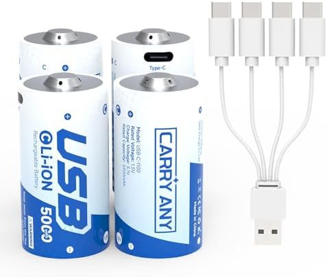 Amazon.com: CARRY ANY Rechargeable Lithium C Batteries 4 Pack, 1.5V C ...