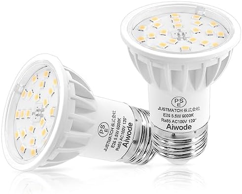 Amazon | Aiwode E26 LED電球E26口金LEDスポットライト5.5W(50-60W形相当)昼光色6000K非調光器対応RA＞85 広角120度 高輝度600LM E26 ...