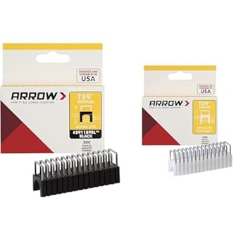 Amazon.com: Arrow T59 Insulated Cable Staple Bundle with 300 Count 5/16" x 5/16" Black Stainless ...