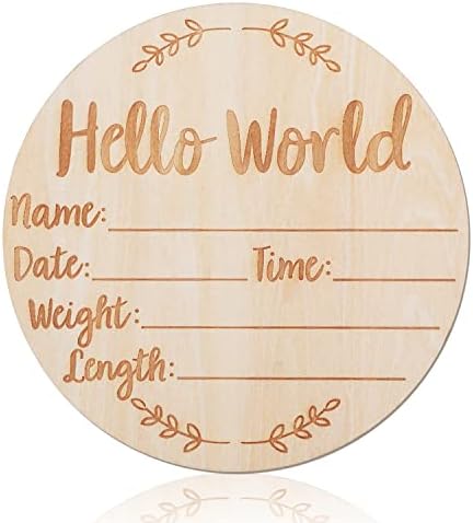 Amazon.com: Wooden Hello World Plaque, 5.9 Inch Round Newborn Welcome ...