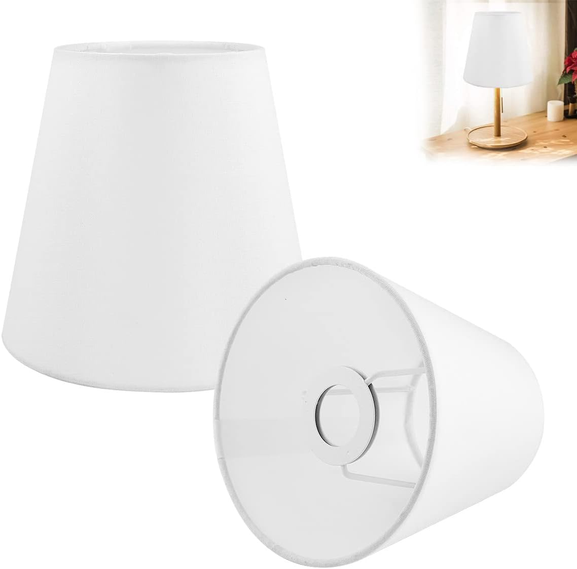 2pcs Small Lamp Shade Linen Fabric Clip On Bulb Lampshade Barrel Cloth ...