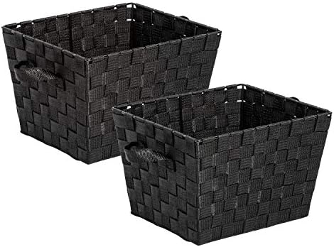 Amazon.com: Two Woven Storage Baskets with Handles, Tote Decorative ...