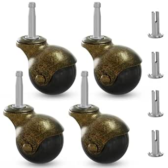 Amazon.com: Set of 4 Antique Brass Swivel Stem Ball Caster Wheels with ...