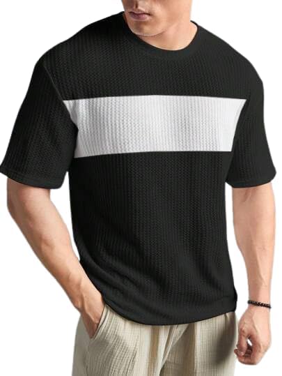 Buy FN3 Stripe Self Design Oversized T-Shirt | Oversize T-Shirt for Men ...