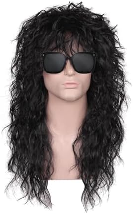 Amazon.com : Kavsni Rock Wig for 70s 80s Costume Men and Women Curly ...