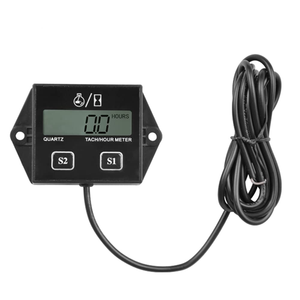 Battery Replaced Digital Inductive Tacho Hour Meter Tachometer for 2/4 ...