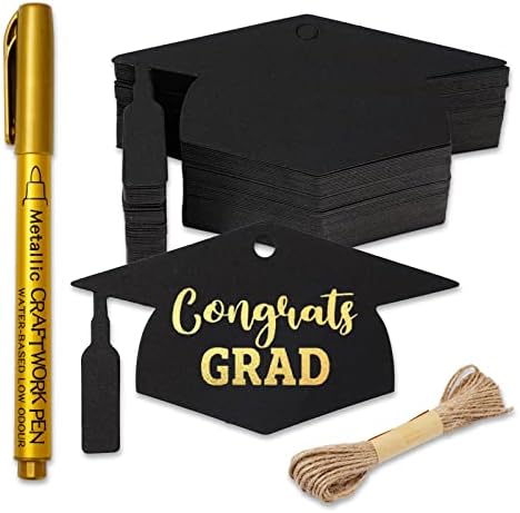 Amazon.com : Whaline 100Pcs Graduation Cap Gift Tags with Gold Marker ...