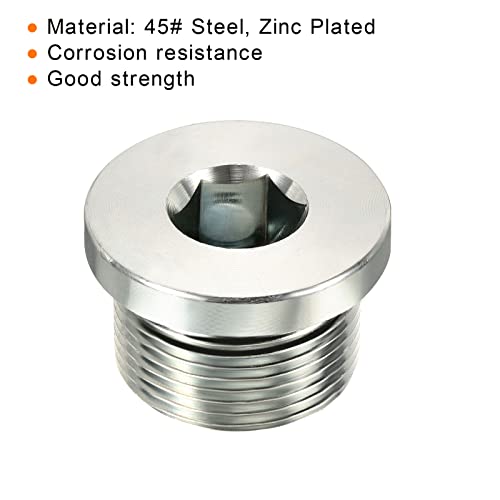PATIKIL M26*1.5 Internal Hex Head Pipe Fitting Plug, Male Thread 45 ...
