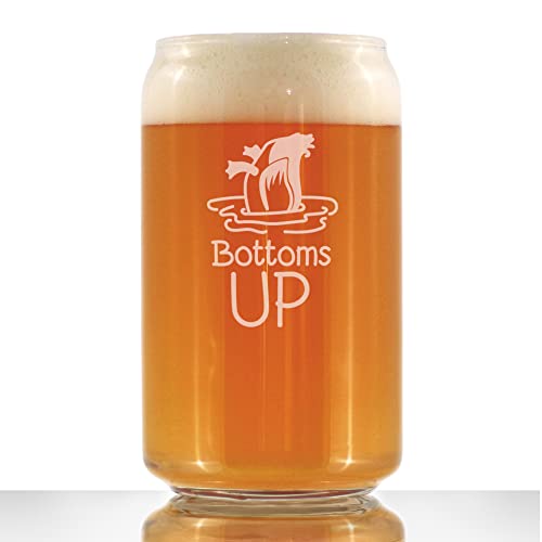 Amazon.com: Bottoms Up - Beer Can Pint Glass - Funny Duck Themed Gifts ...