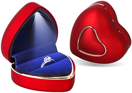 Amazon.com: JYCMMFC Ring Box Heart Shaped LED Light Engagement Ring ...