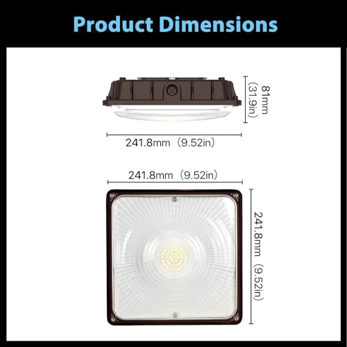 Snapklik.com : LED Canopy Light 45W 6300Lumens,95x95 LED Canopy Lights ...