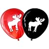 Amazon.com: Moose Balloons (16 pcs) by Nerdy Words (Red and Black ...