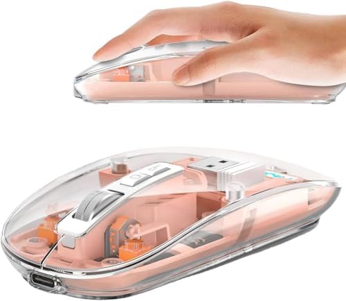 Amazon.com: Wireless Mouse Pink Transparent Clear Slim Bluetooth Tri ...